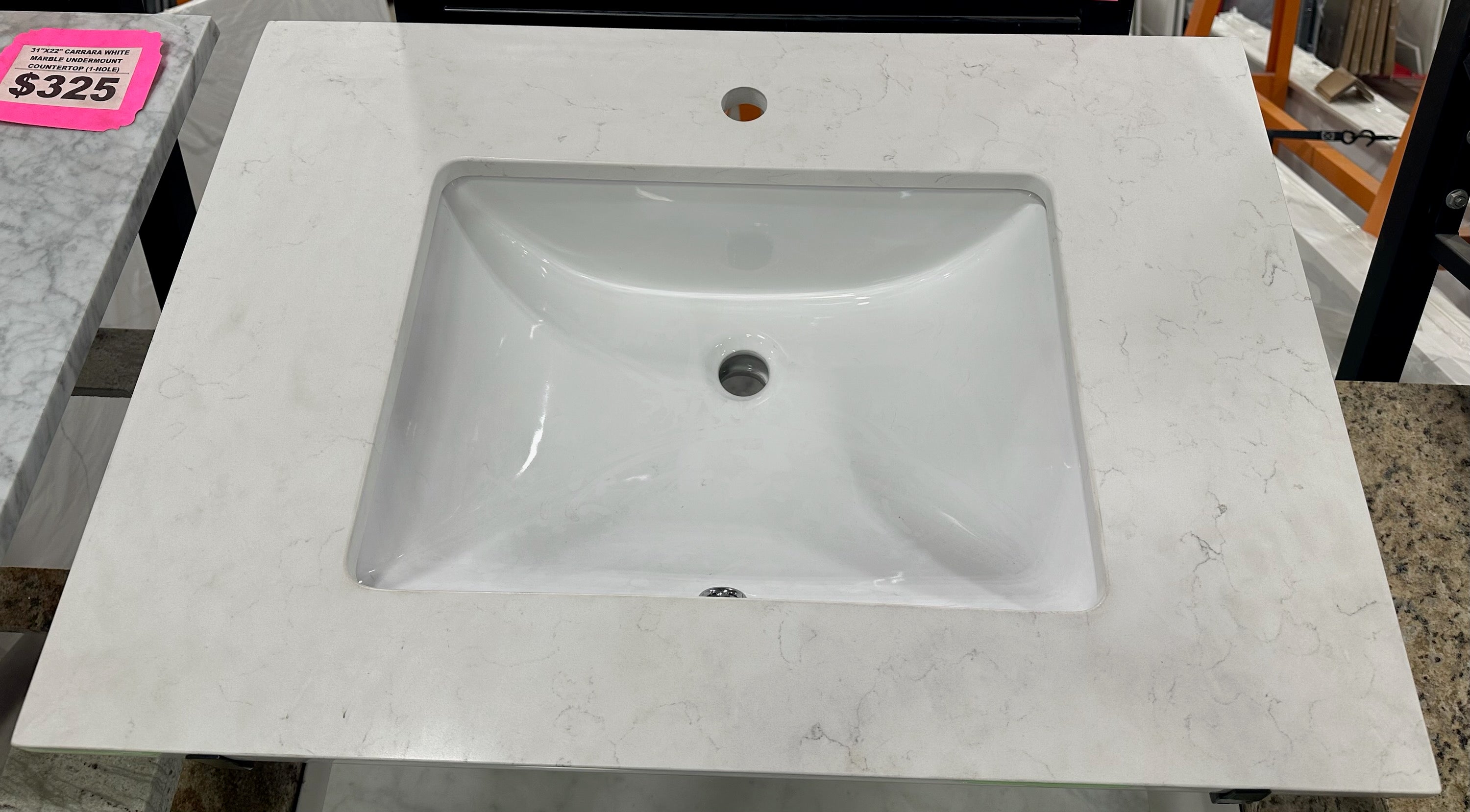 P3102 Carrara White Undermount Vanity Top (QUARTZ / Single Hole) – J&J ...